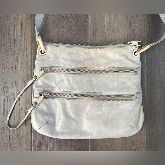HOBO | Bags | Hobo Light Grey Leather Triple Zipper Crossbody | Poshmark